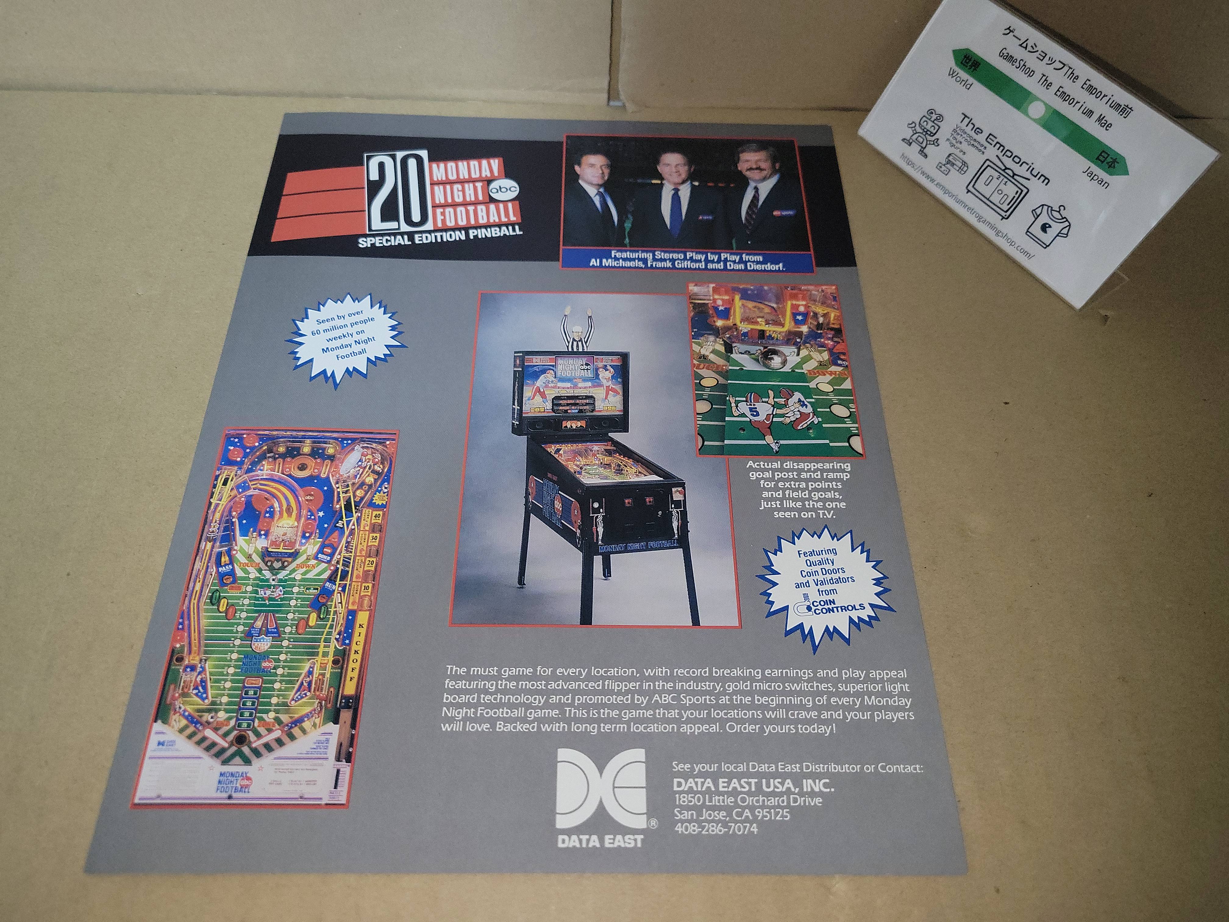 Monday Night Football PinBall Promo Flyer A4 - arcade artset art set ...